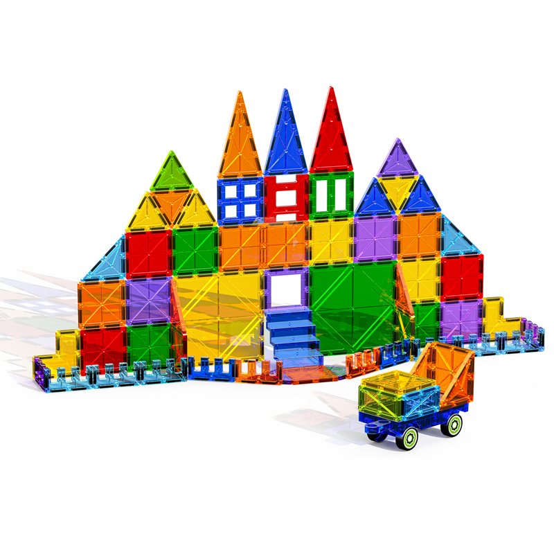 儿童磁力拼接玩具-彩窗磁力片城堡套装63PCS-基础版（收纳装）S-C025 - 天坊玩具店订货平台，义乌天坊玩具店订货平台